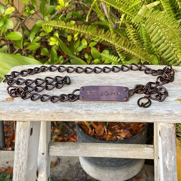 St. John | Accessories | Nwot St John Designer Bronze Name Plate Chain ...